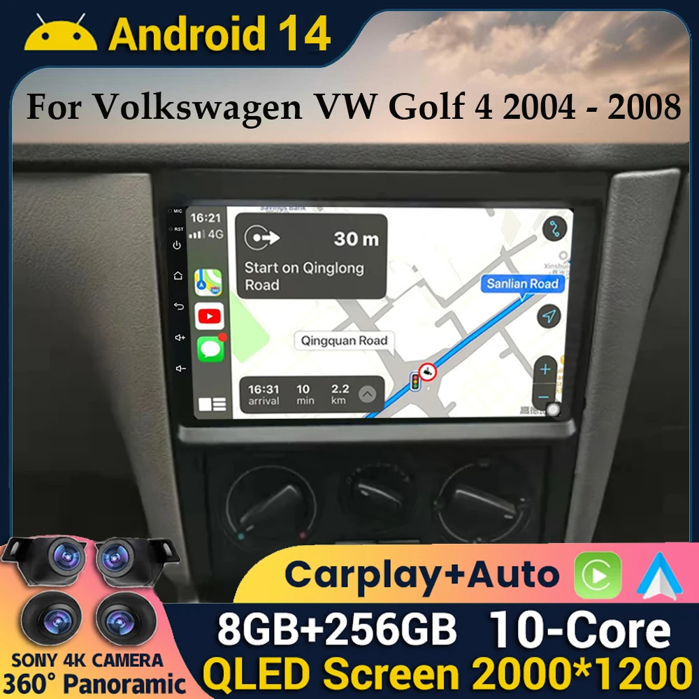 Wireless-CarPlay-Auto-Android-14-Radio-For-Volkswagen-VW-Golf-4-IV ...