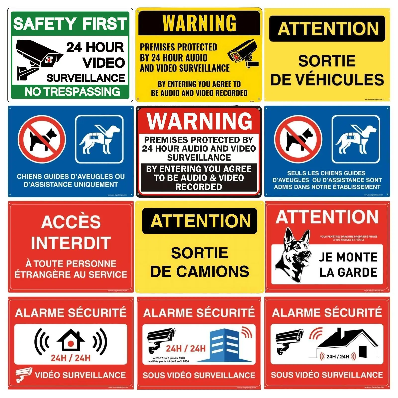 Panneau De Signalisation Aluminum,Alarme Vidéo,Accès Interdit Propriété ...