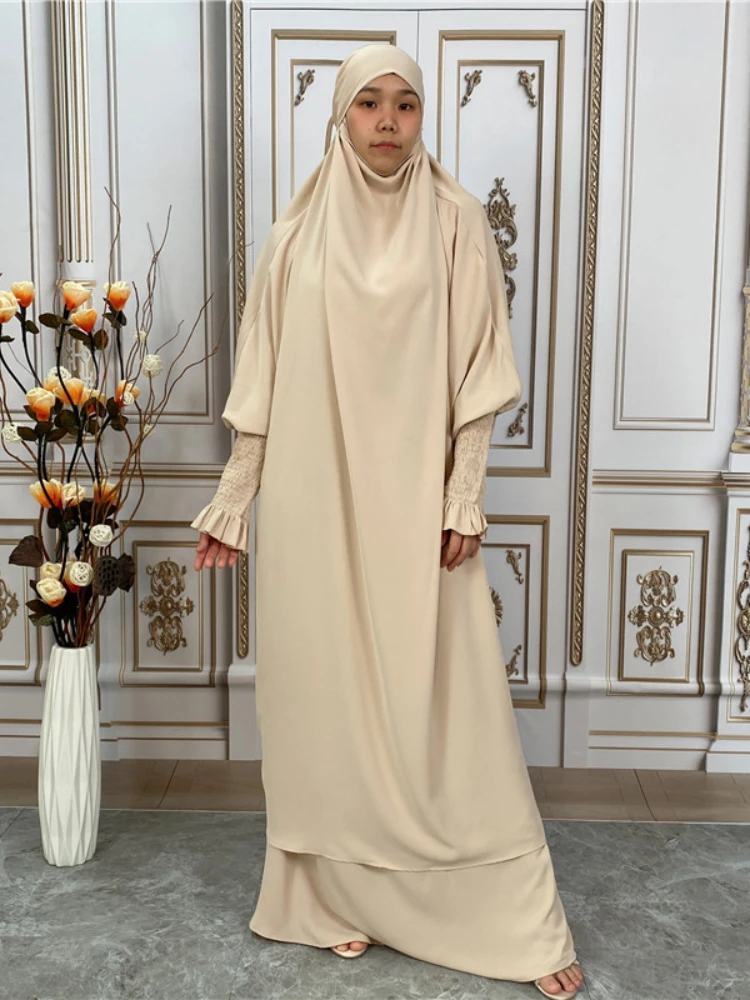 2-Piece-Jilbab-Long-Khimar-Abaya-Set-Muslim-Women-Prayer-Garment-Dubai ...