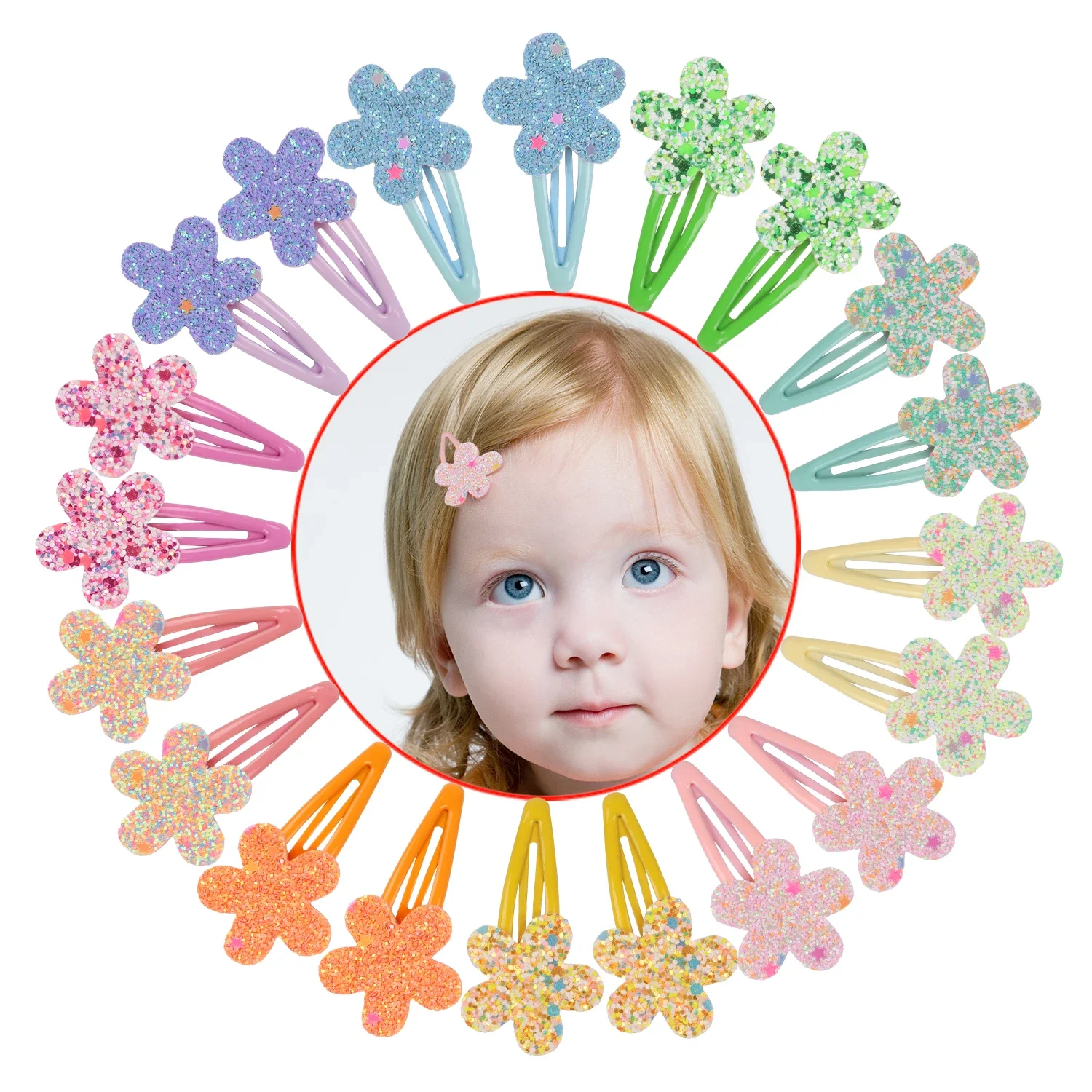 2/10pcs Glitter Flower Hair Clips Cute Children Girls Hairpins Candy ...