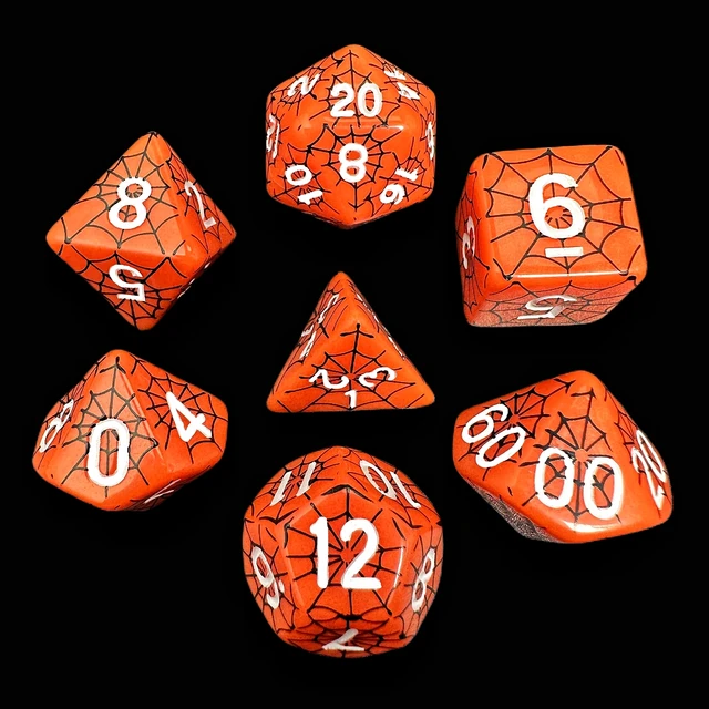 Polyhedral DND Dice Set in Spider Web Design - Perfect for Board Game ...