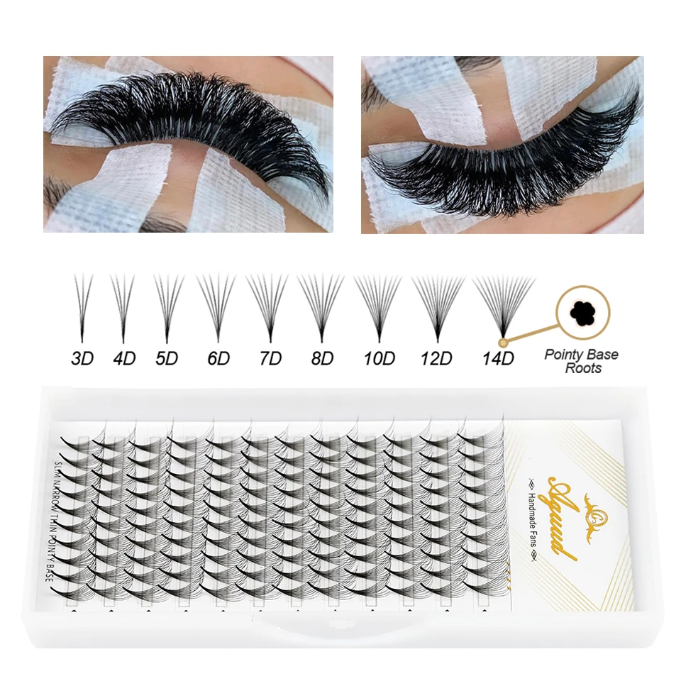 Aguud Sharp Narrow Thin Pointy Base Premade Fans Lashes 5d 6d 8d 10d ...