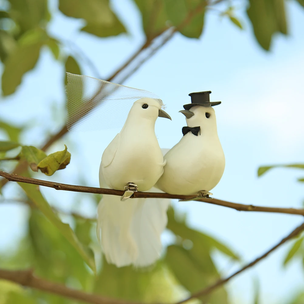 1-Pair-White-Couple-Pigeon-Creative-Simulation-Foam-Feather-Lover-Peace ...