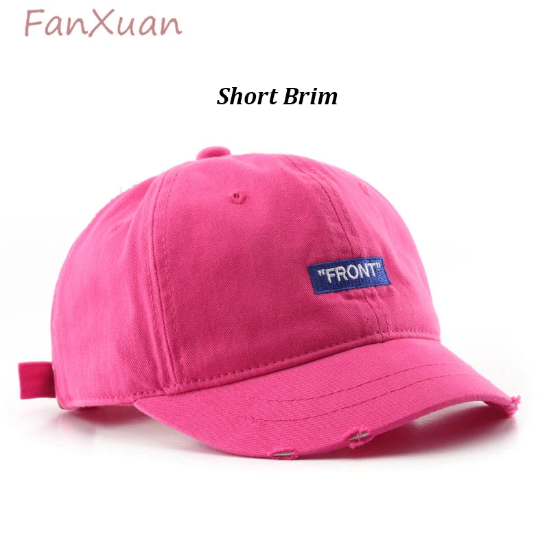Short Brim Baseball Cap For Men Washed Cotton Man Caps Letters ...
