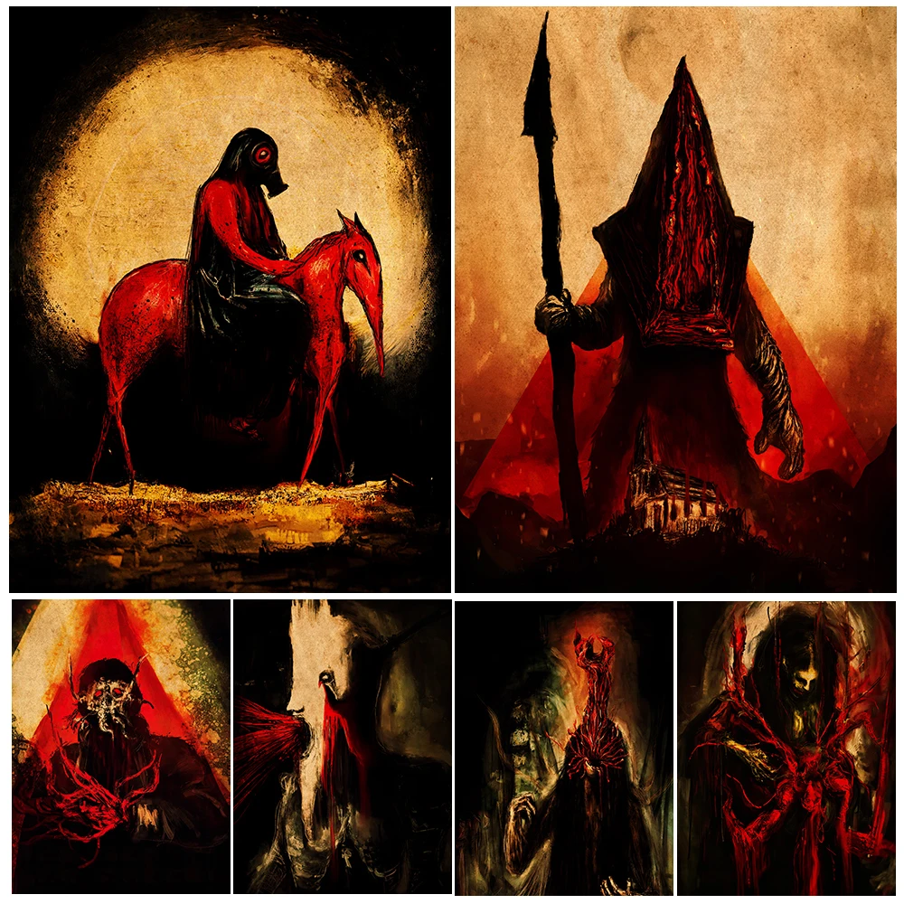 Paganism Evil Spirits Terror Abstract Art Poster And Print Creepy Devil ...