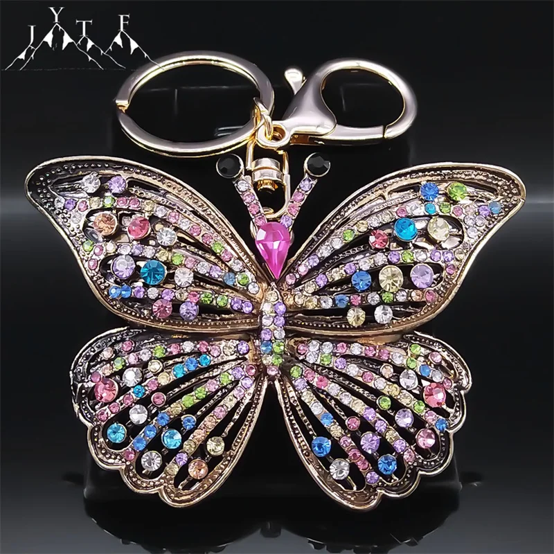 Sweet-Big-Butterfly-Key-Chain-for-Women-Colorful-Crystal-Bag ...