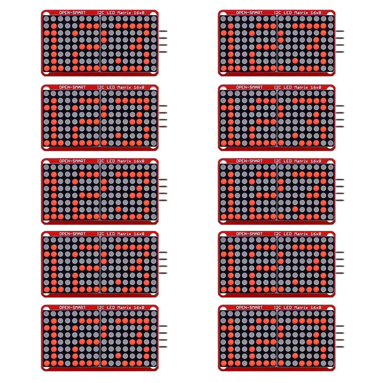 5/10 PCS OPEN-SMART 16x8 I2C LED Dot Matrix Display Module for Arduino ...