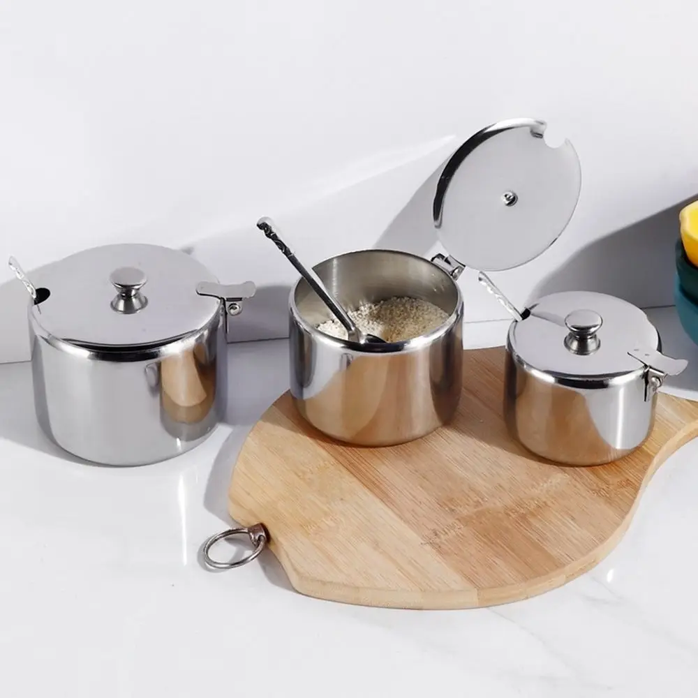 Convenient-Stainless-Steel-Sugar-Bowl-with-Lid-Spoon-Dustproof ...