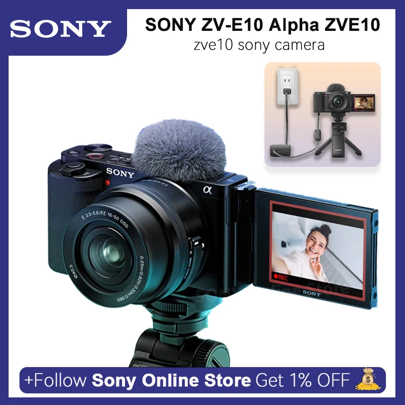 SONY ZV-E10 Camera ZV-E10L Alpha ZV-E10 APS-C Lente intercambiável Mirrorless Vlog Camera Body ...