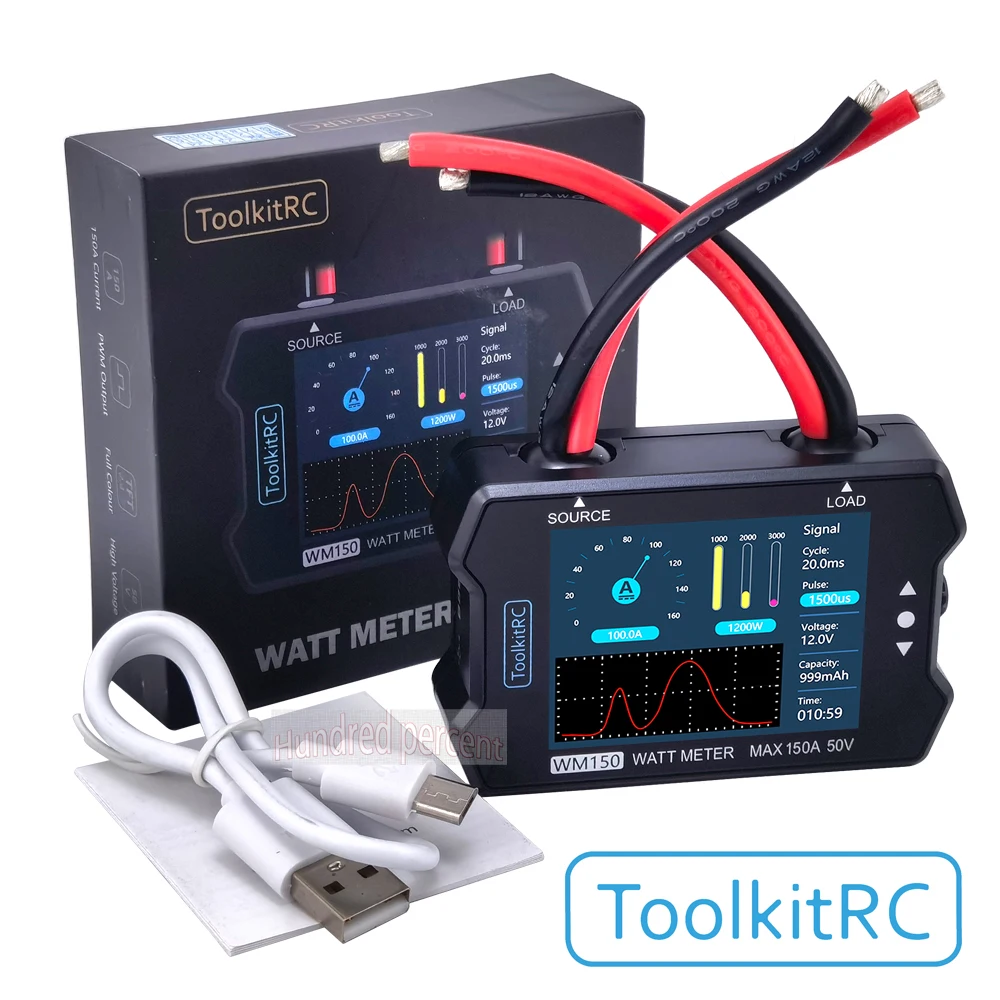 ToolkitRC-WM150-150A-50V-Watt-Meter-Power-Analyzer-LCD-Display-Power ...