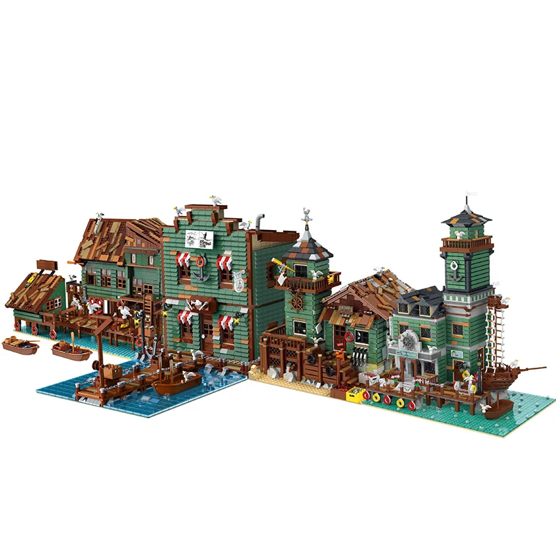 Street-View-Fisherman-Old-Fishing-House-city-Store-Building-Blocks ...