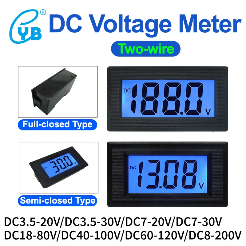 YB5135D-DC-Voltage-Meter-Two-wire-LCD-Digital-Voltmeter-Electric-bike ...