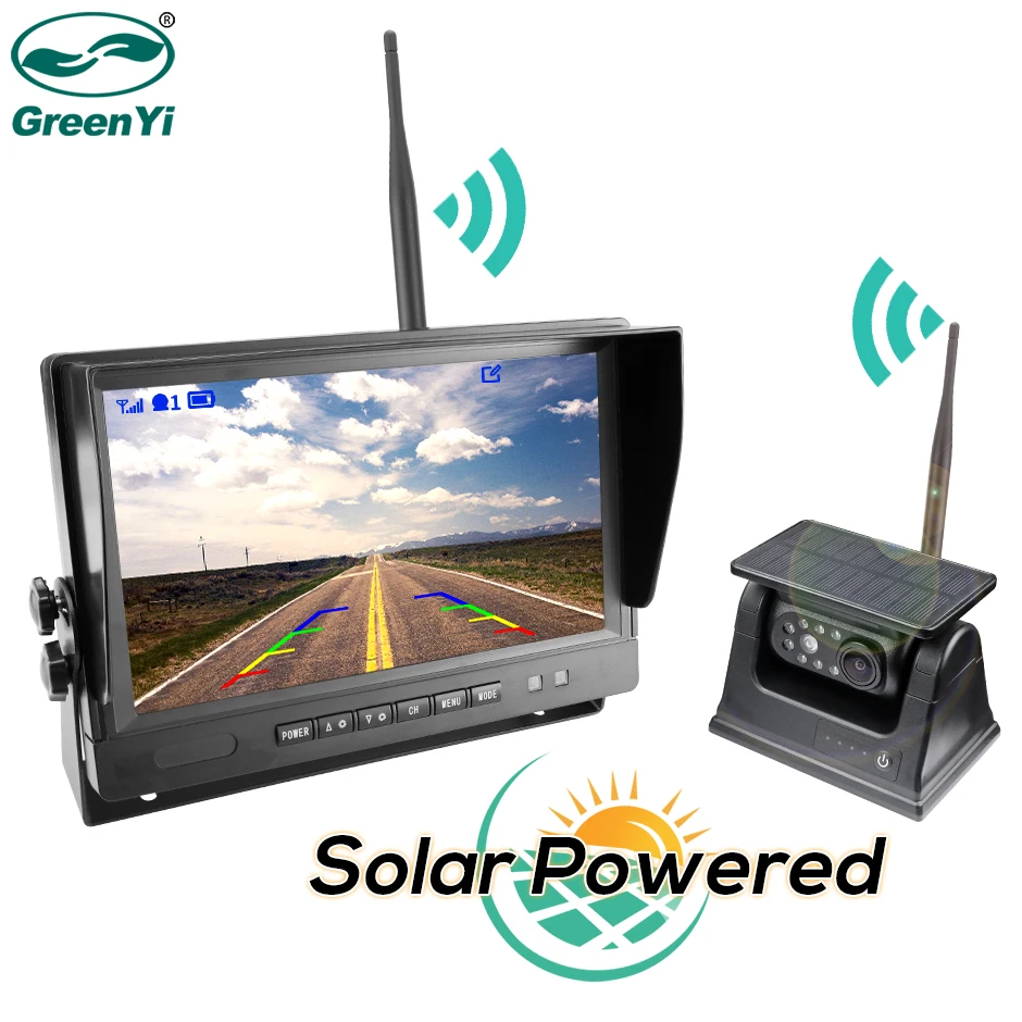 GreenYi-Solar-Powered-Magnet-Rear-View-Camera-9-inch-IPS-Monitor ...