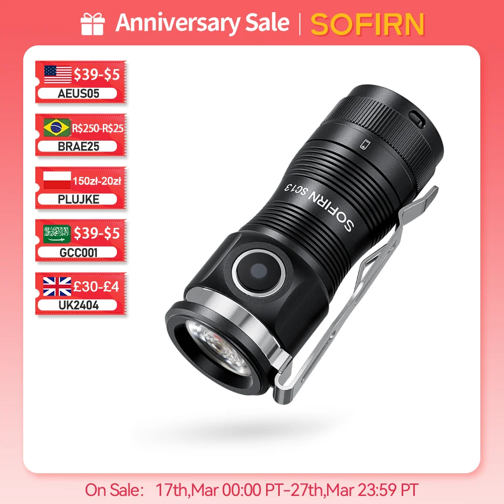 Sofirn-SC13-SST40-LED-1300lm-Mini-Tactical-18350-Flashlight-6000K ...