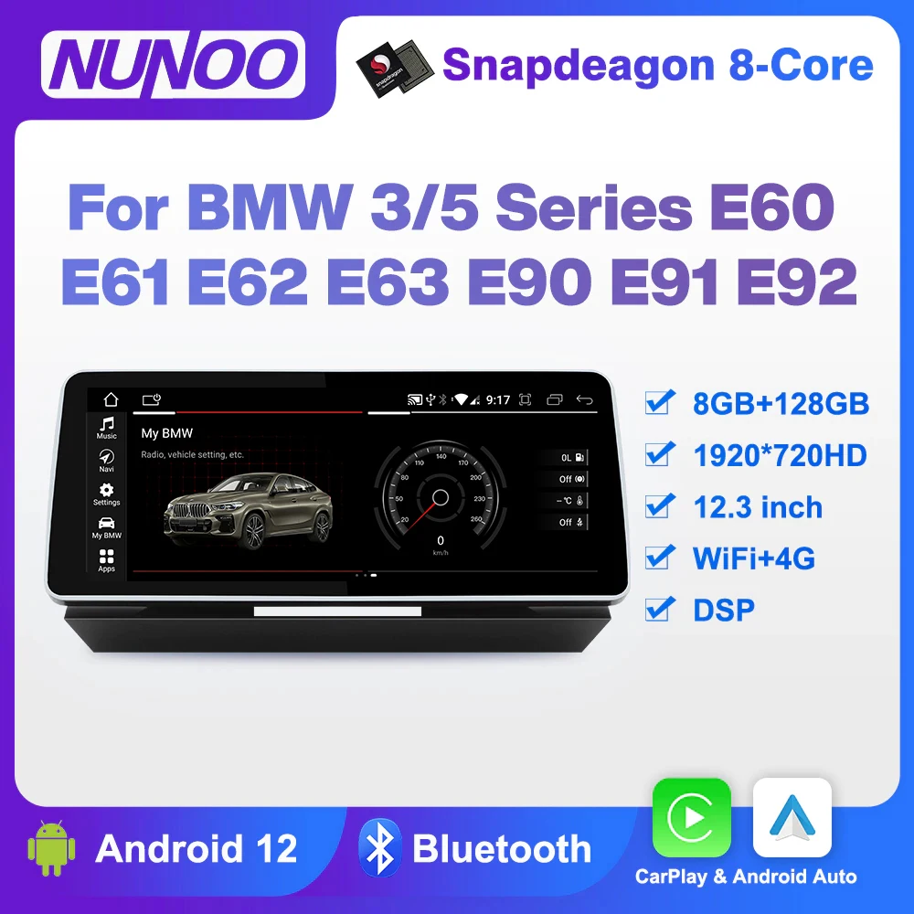 Android 12 8+128GB CarPlay For BMW 5 3 Series E60 E61 E62 E63 E90 E91 E92 GPS Car Multimedia ...