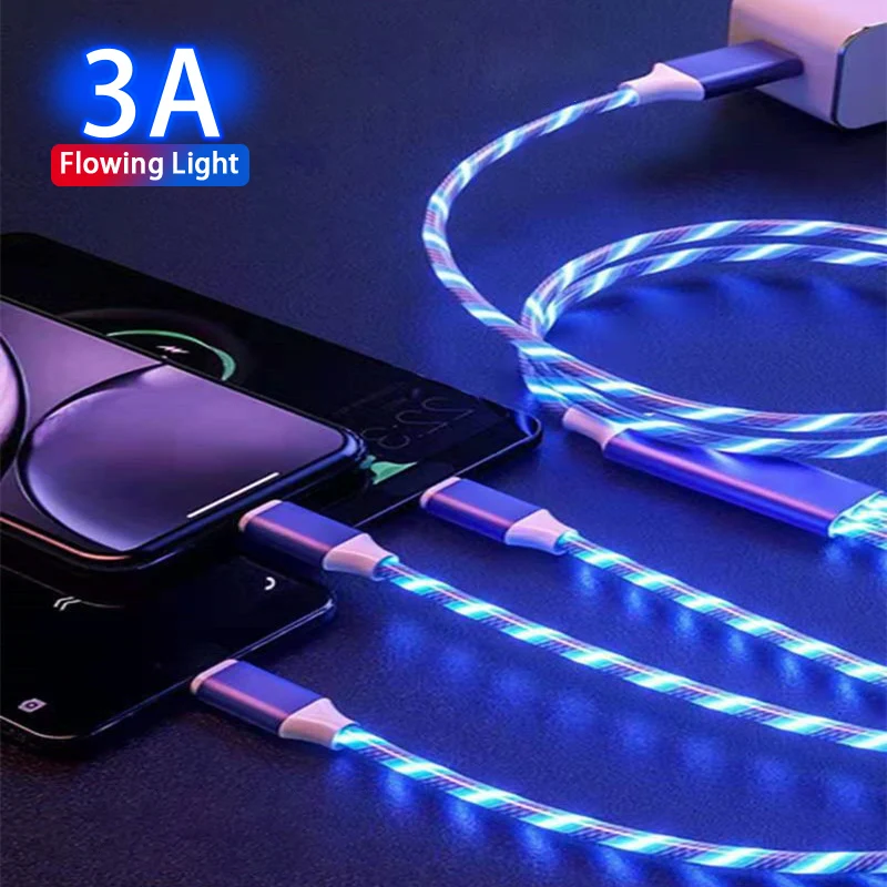 3in1-LED-lighting-USB-Cable-Micro-USB-Type-C-8Pin-Charging-Cable-for ...