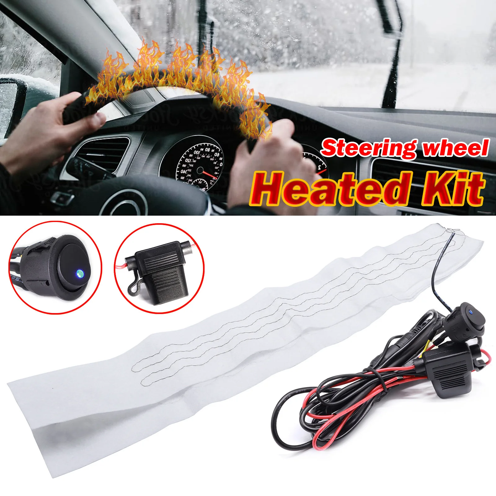 130cm-Universal-Car-Heated-Steering-Wheel-Cover-Heater-DIY-Kit-Pad ...
