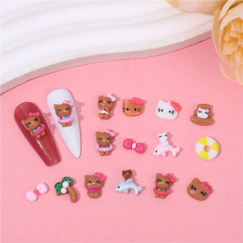 20pcs-Sanrio-HelloKitty-Summer-Beach-Black-Skin-Nail-Sticker-Cartoon ...