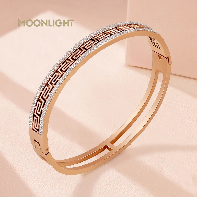 Rose Gold Steel Bangle Woman | Trendy Rose Gold Love Bangle - Rose ...