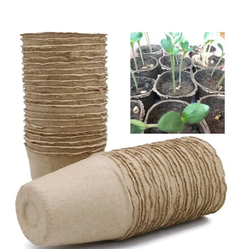 50x seed Nursery Cup growing pot Tray planter Paper Grow Plant Starter ...