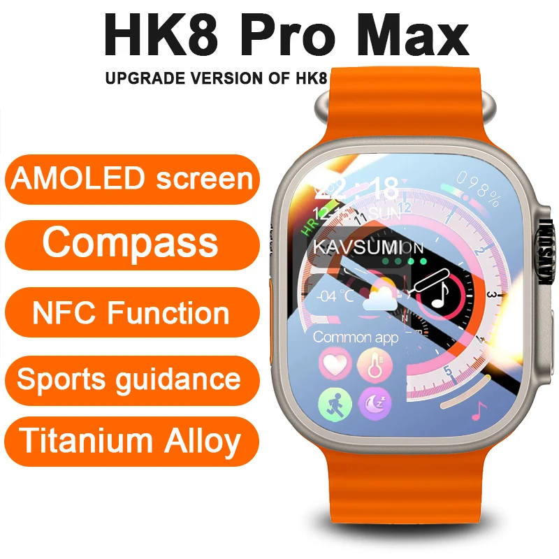 Reloj inteligente HK8 Pro Max para hombre, pulsera deportiva con Pantalla AMOLED ultra serie 8 ...