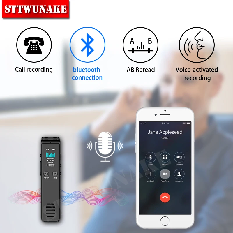 STTWUNAKE-Voice-recorder-bluetooth-recording-activated-audio-sound ...