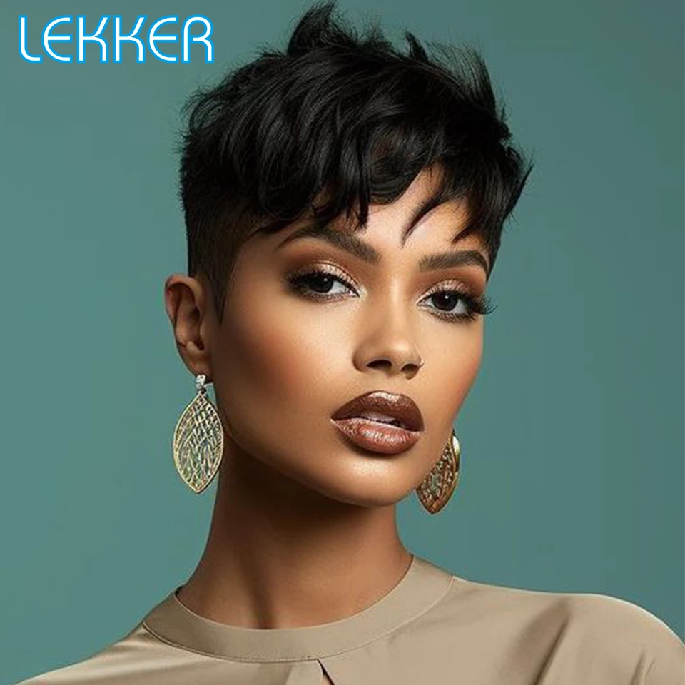 Lekker-Wear-and-Go-Short-Pixie-Cut-Straight-Bob-Human-Hair-Wig-With ...