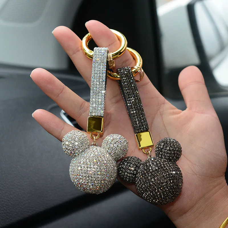 Fashion-Rhinestone-Mickey-Head-Keychains-Claw-Drill-Bling-Crystal-Ball ...