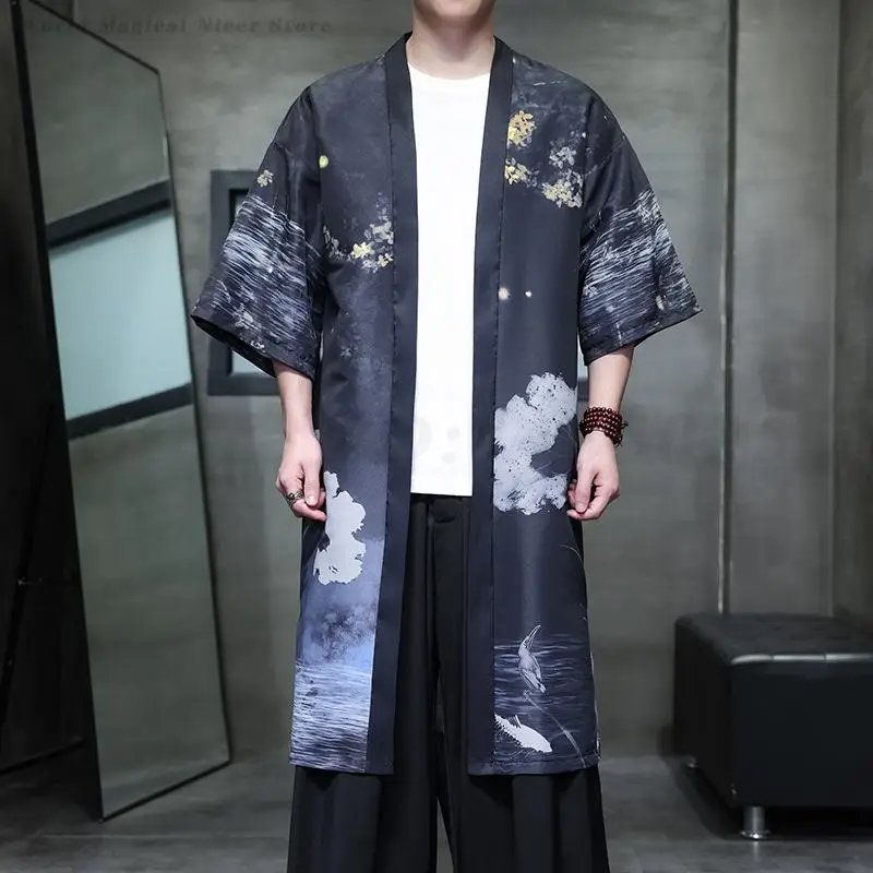 Plus Size 5XL Japanese Kimono Long Cardigan Print Summer Loose Casual ...