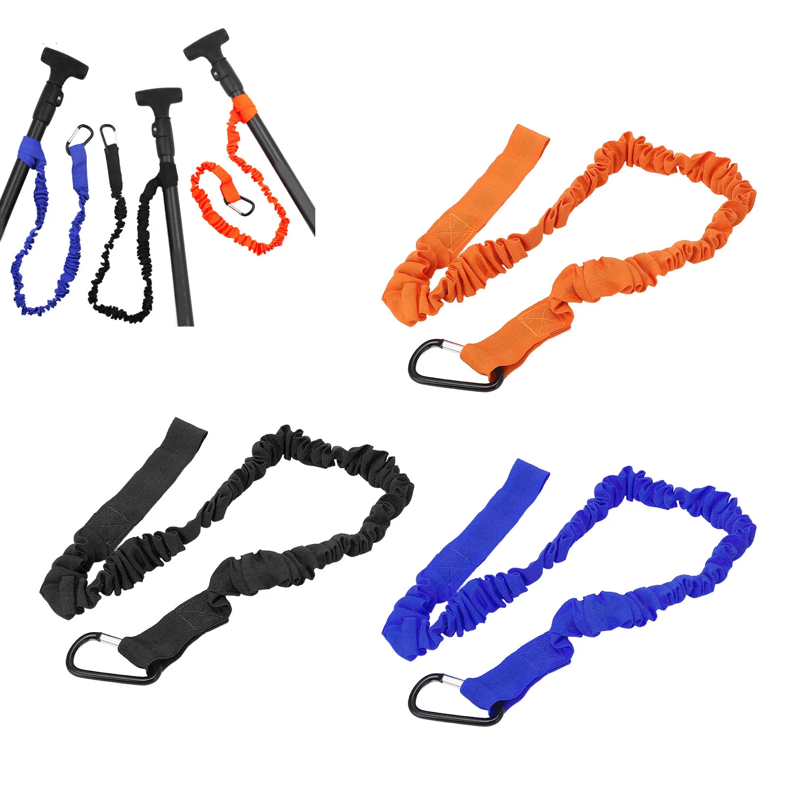 Kayak Paddle Rope Leash Elastic Lightweight Nylon Coiled Paddle Straps ...