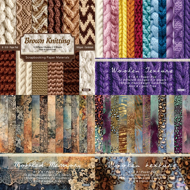 24Pcs-6inch-Knitting-Wool-Leopard-Lace-Scrapbooking-Pattern-Papers-DIY ...
