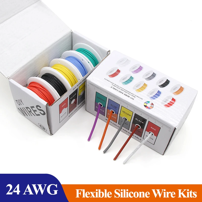 5-Reel-Mix-Kit-24AWG-Boxed-Soft-Silicone-Wire-Stranded-Cable-Electrical ...