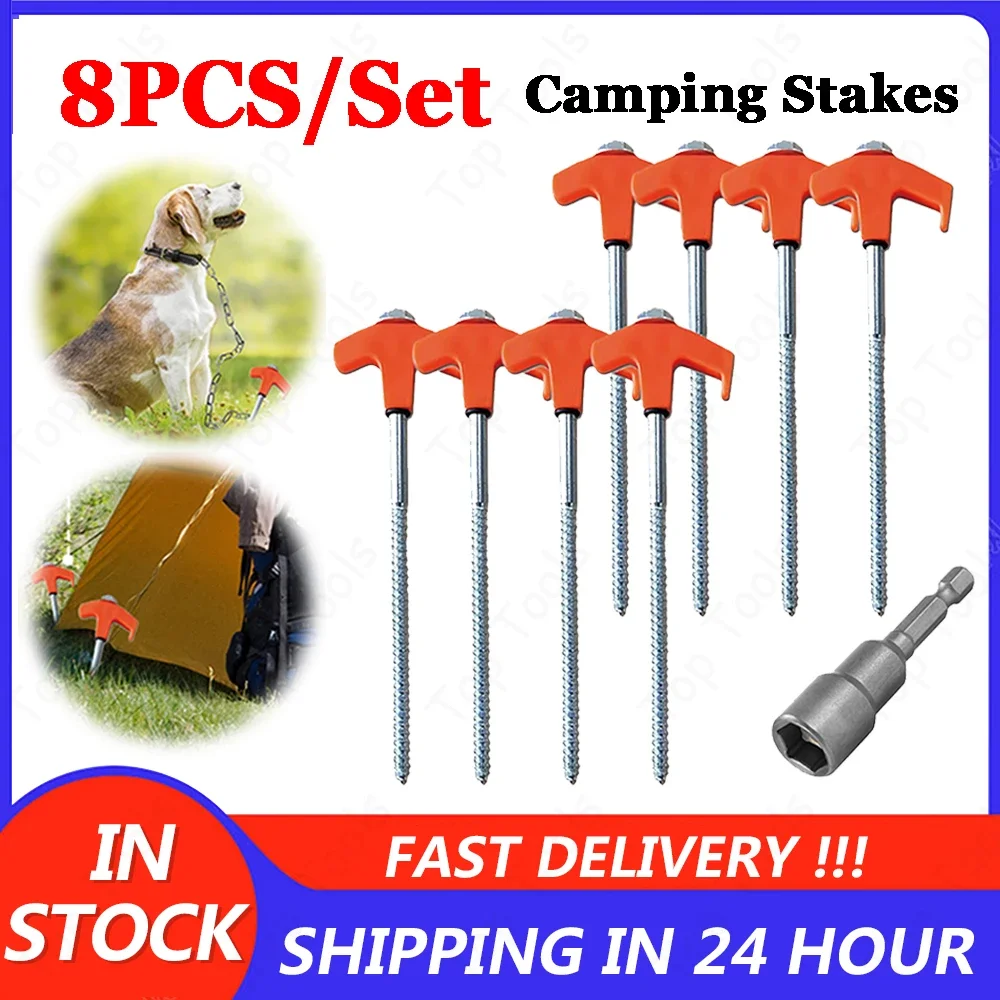 8PCS-Set-Camping-Stakes-20CM-Luminous-Tent-Ground-Nail-with-Hex-Socket ...