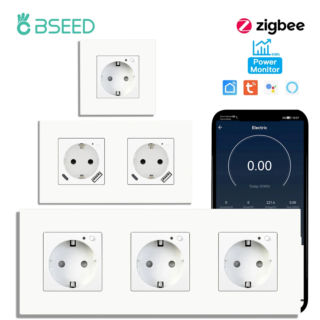 BSEED-Single-ZigBee-Wall-Sockets-Energy-Monitor-Double-Smart-Meter ...