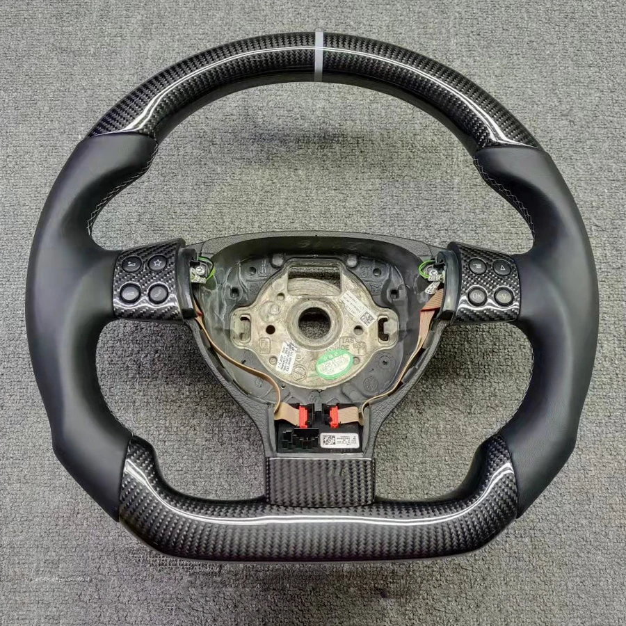 Replacement Real Carbon Fiber Steering Wheel With Leather For Vw ...