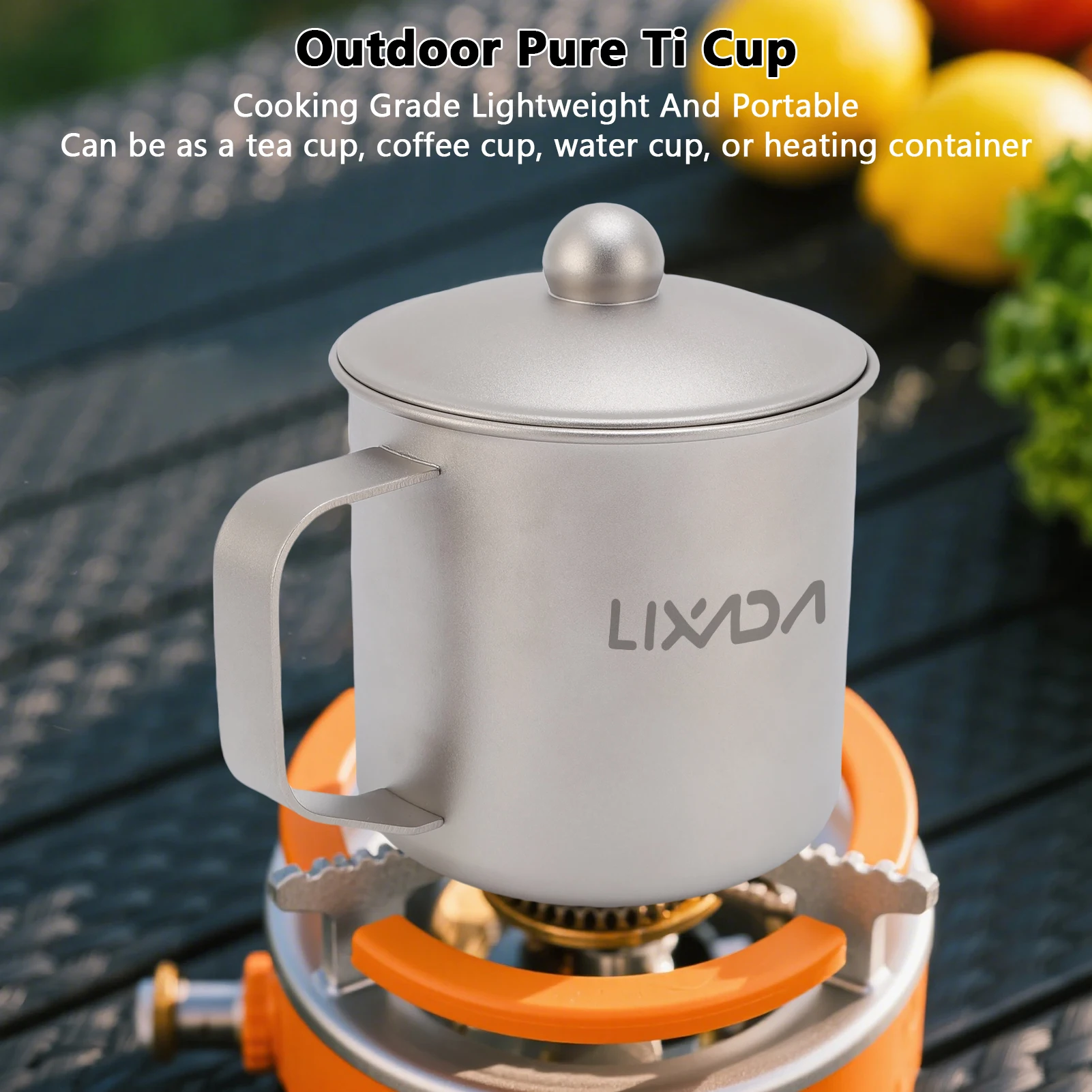 Camping Cup Camping Mug 360ml Pure Ti Cup with Lid for Outdoor Water ...