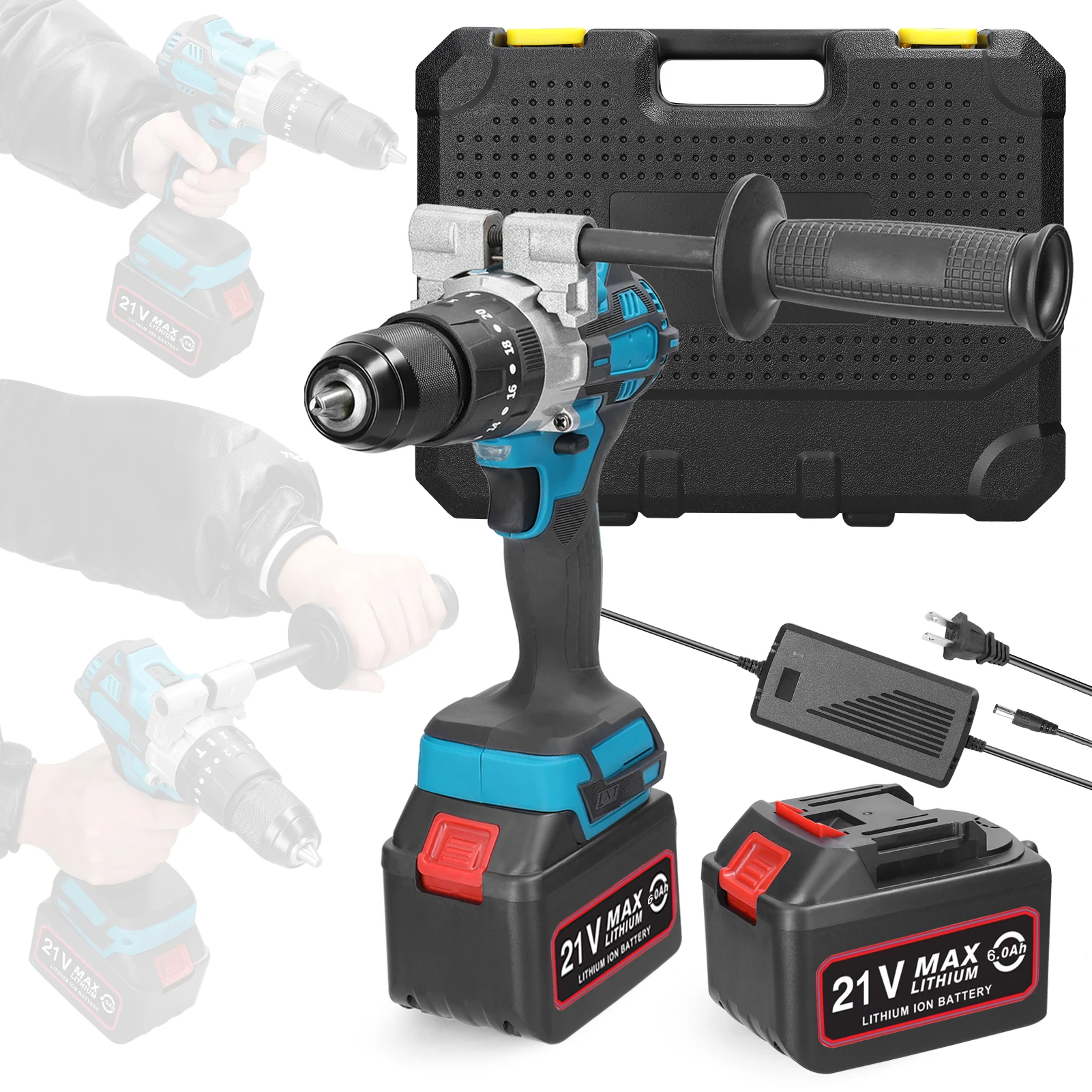120Nm Multifuctional 21V Electric Drill 2 Speed Control 3 Working Modes ...