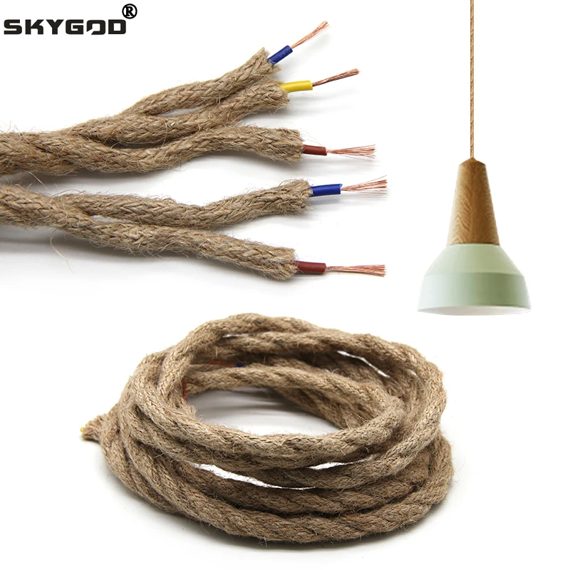 1-3-5-10m-Hemp-Rope-Electrical-Wire-Twisted-Cable-2-3-Cores-For-DIY ...