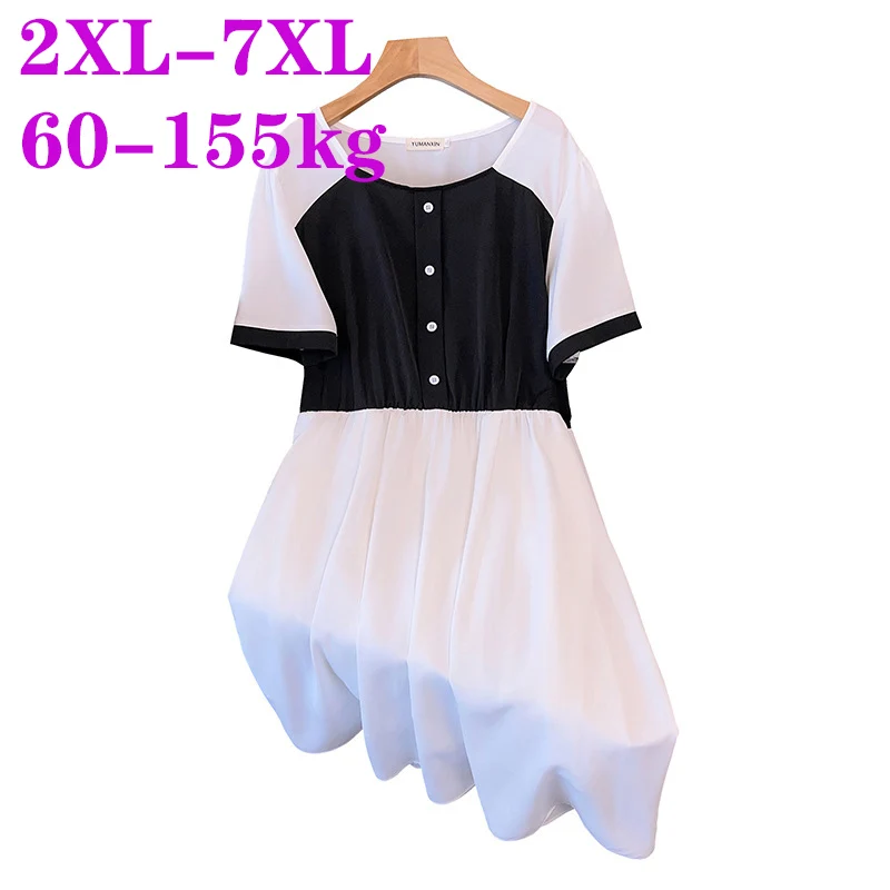 Extra-Large-Women-s-Chiffon-Dress-Summer-Female-Show-Slim-Mid-Length ...