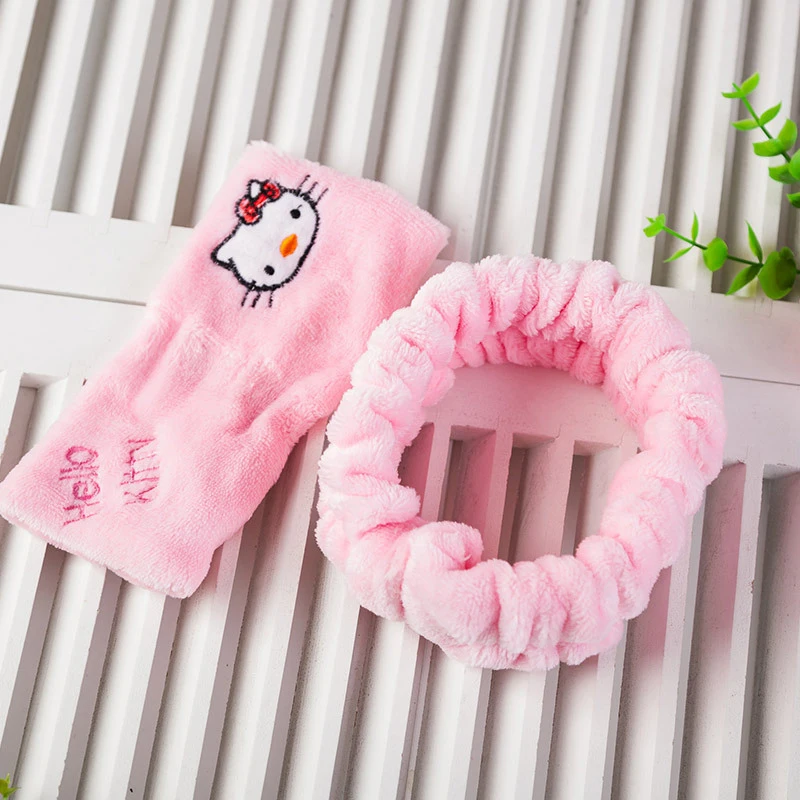 Hello-Kitty-Wash-Face-Hair-Holder-Hairbands-Soft-Warm-Coral-Fleece-Bow ...