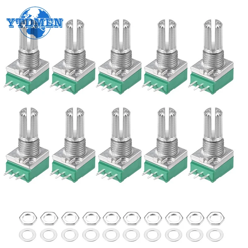 10PCS-RK097-RK097N-Potentiometer-B1K-5K-10K-20K-50K-100K-500K-15mm-3Pin ...