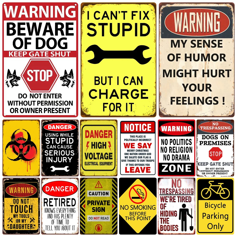 Tin-Sign-Wall-Decor-with-No-Trespassing-Warning-Zombies-Vintage-Danger ...