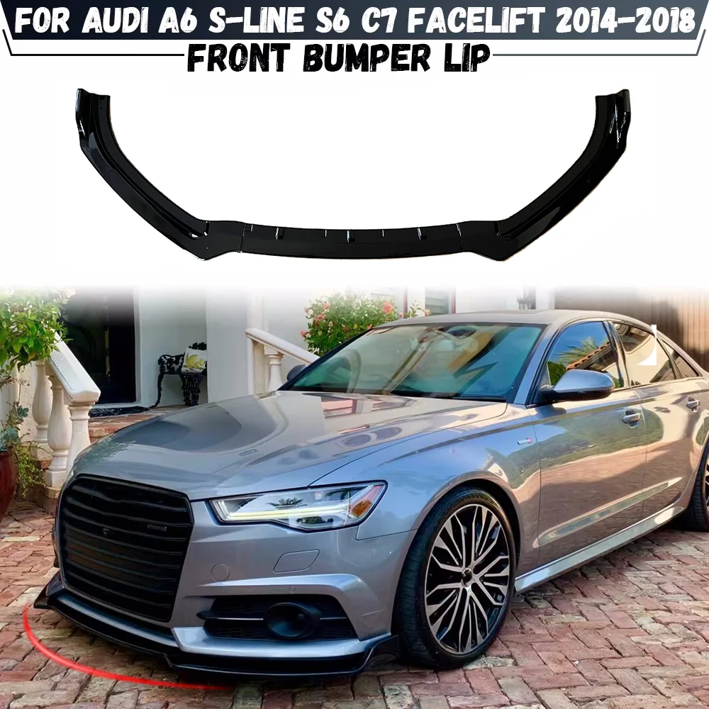 Car Front Bumper Lip Splitter For Audi A6 S-Line S6 C7 Facelift Saloon ...