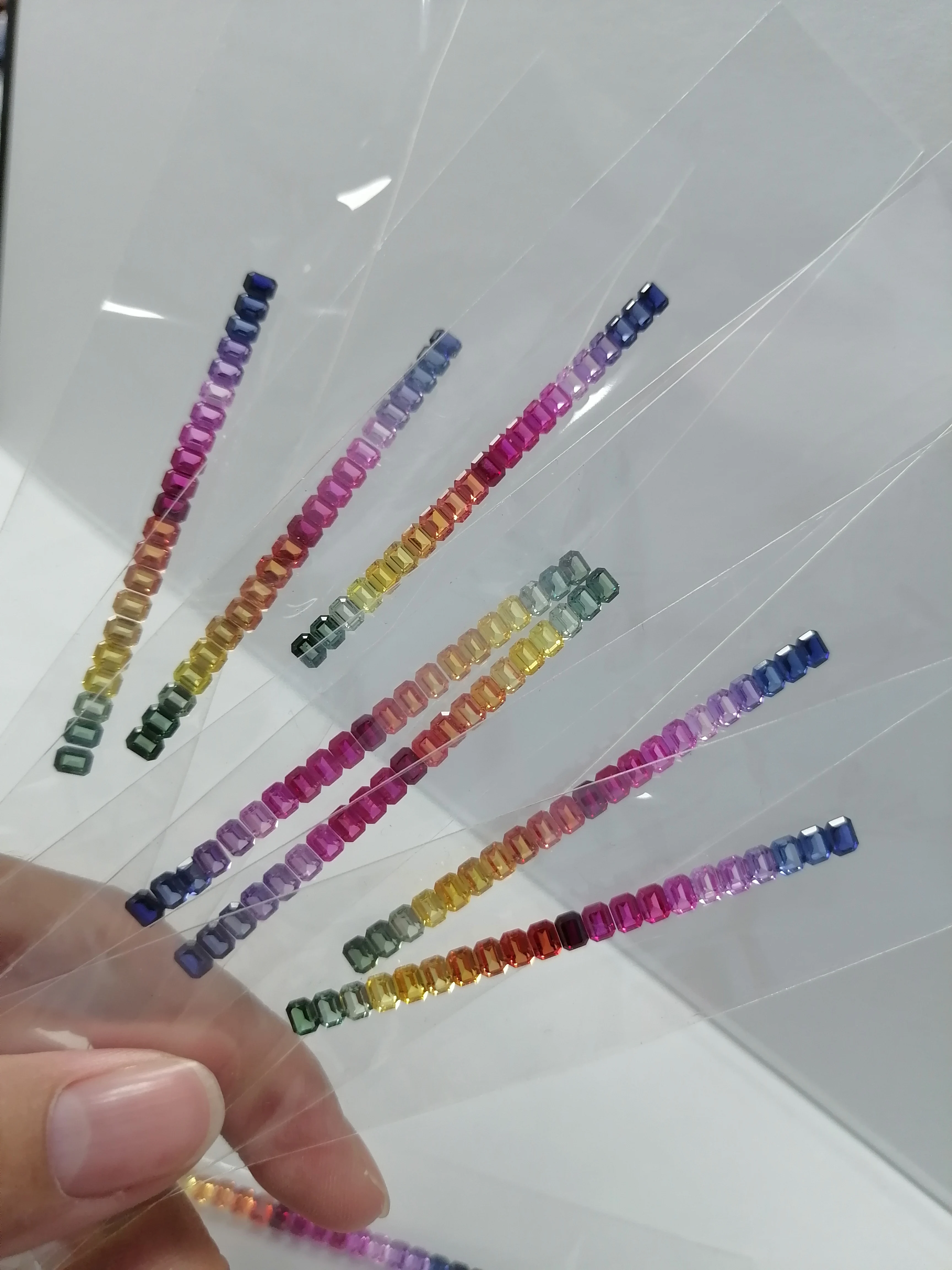 Rainbow Corundum Synthetic Sapphire Loose Gemstones Red Square Octagon ...