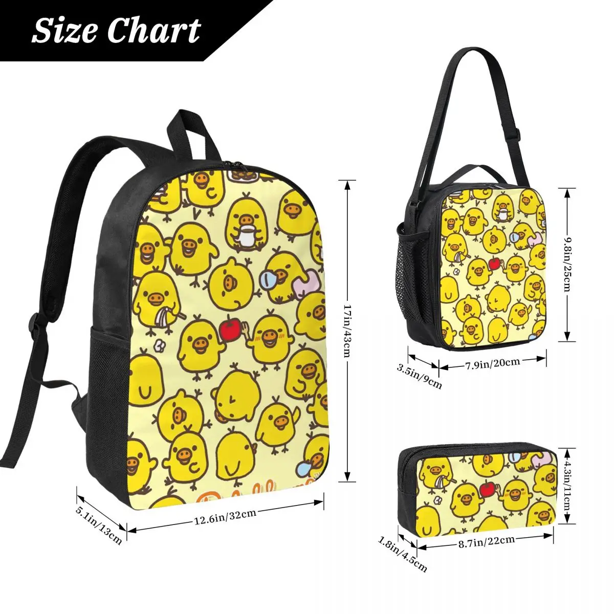 Cute Kiiroitori Pattern Rilakkuma Backpack Boys Girl BookBag School Bag ...