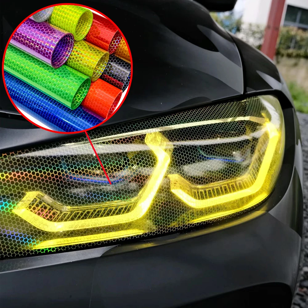Car-Laser-Honeycomb-Headlights-Taillight-Lamp-Vinyl-Wrap-Automobile ...