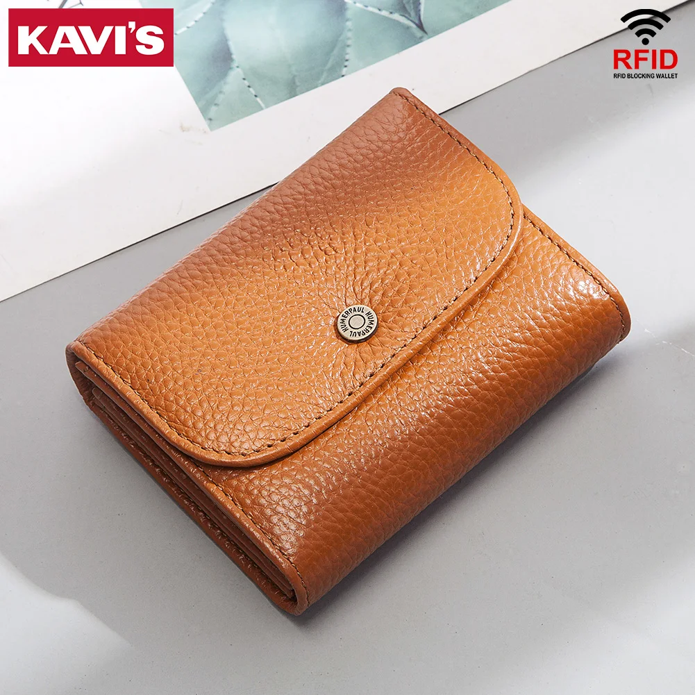 KAVIS Genuine Leather Mini Wallet for Women Fashion Travel Coin Purse ...