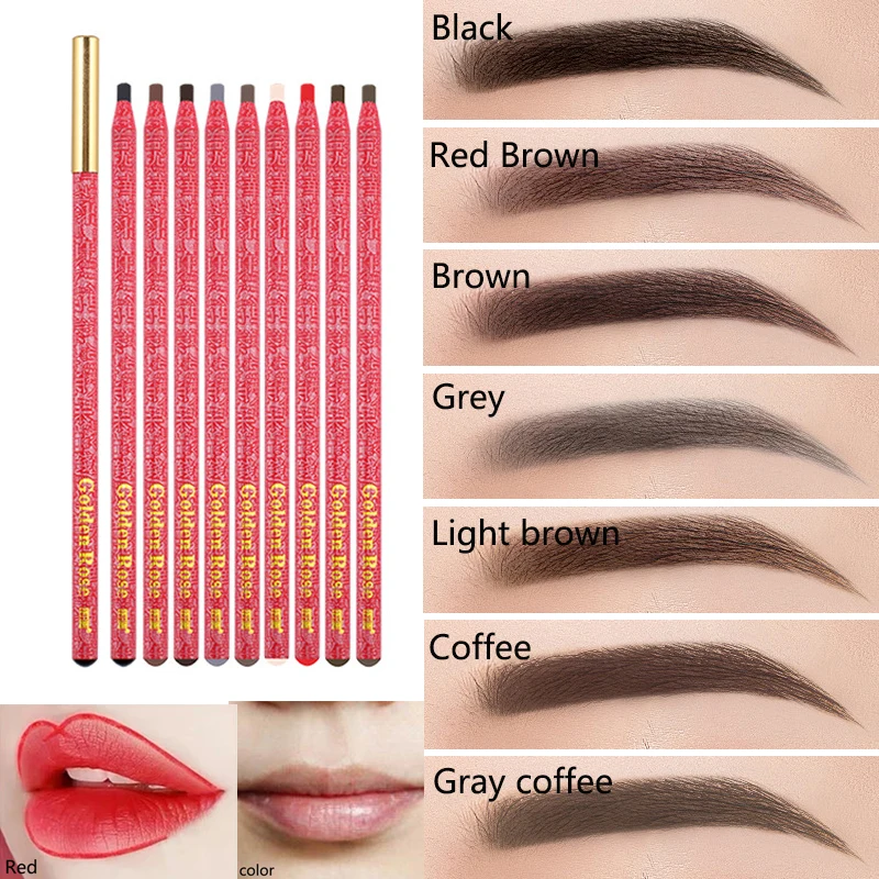 Long-Lasting-Waterproof-Eyebrow-Pencils-Peel-Off-Red-Lip-Pencil-Set-For ...