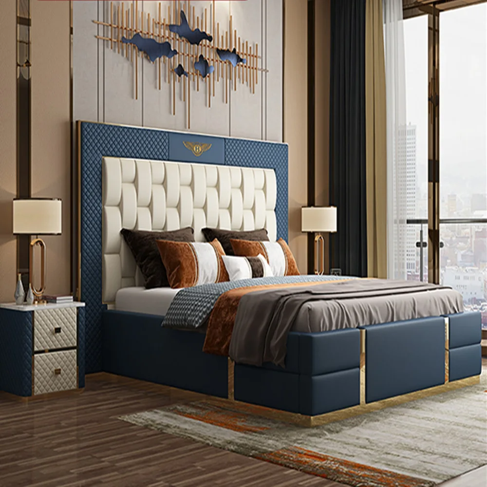 Luxury Home Bedroom Furniture King Queen Size Bed Frame Hotel Apartment ...