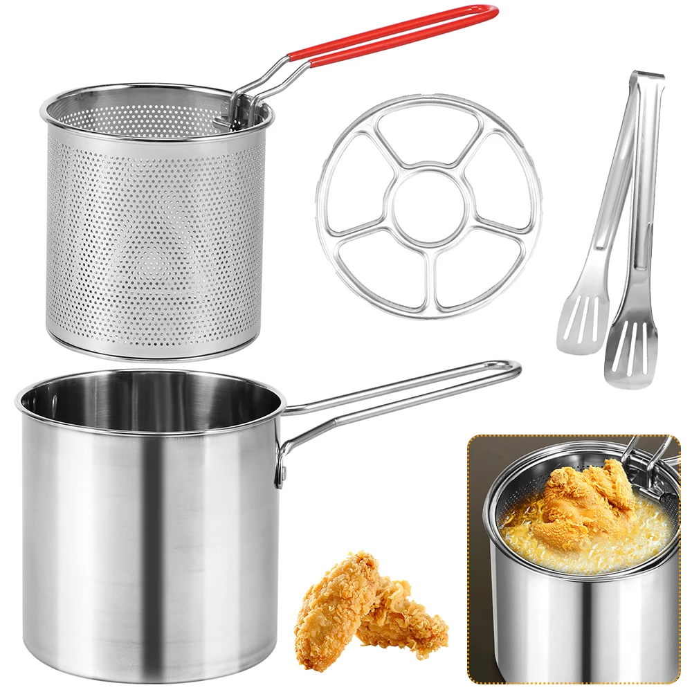 Deep Frying Pot Stainless Steel Deep Fryer with Strainer Basket for ...
